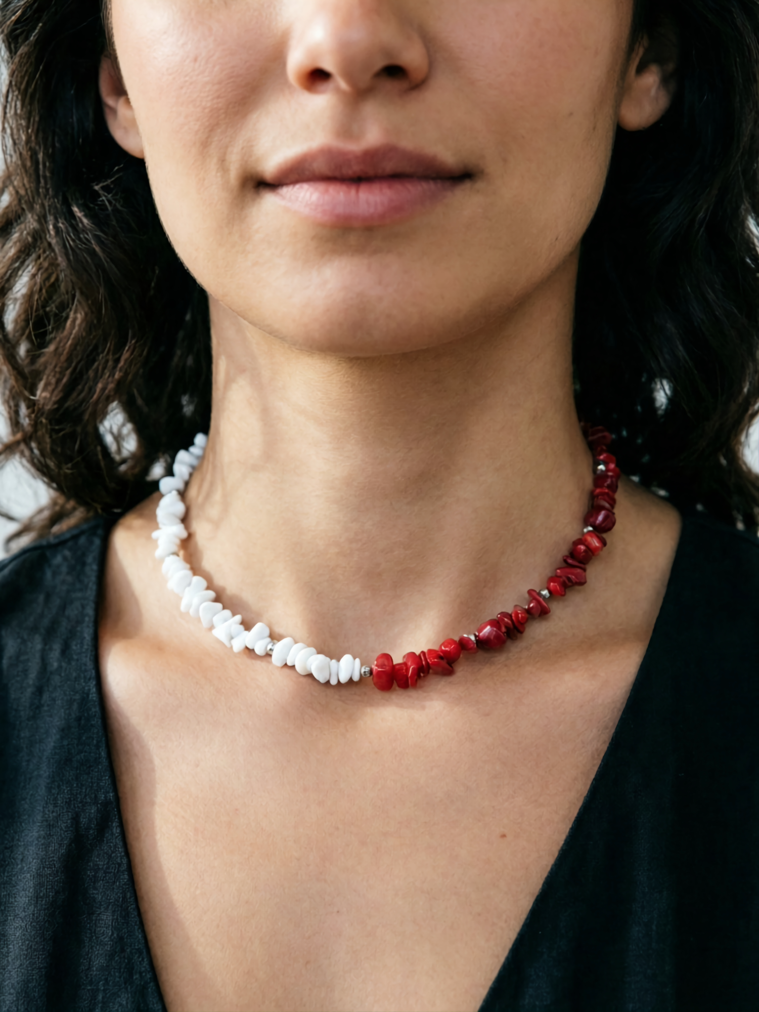 Чокер, коралл, агат