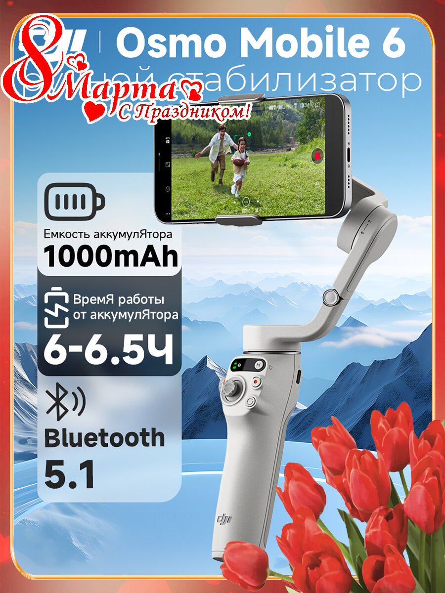 Электрический стабилизатор для смартфона DJI Osmo Mobile 6 gray