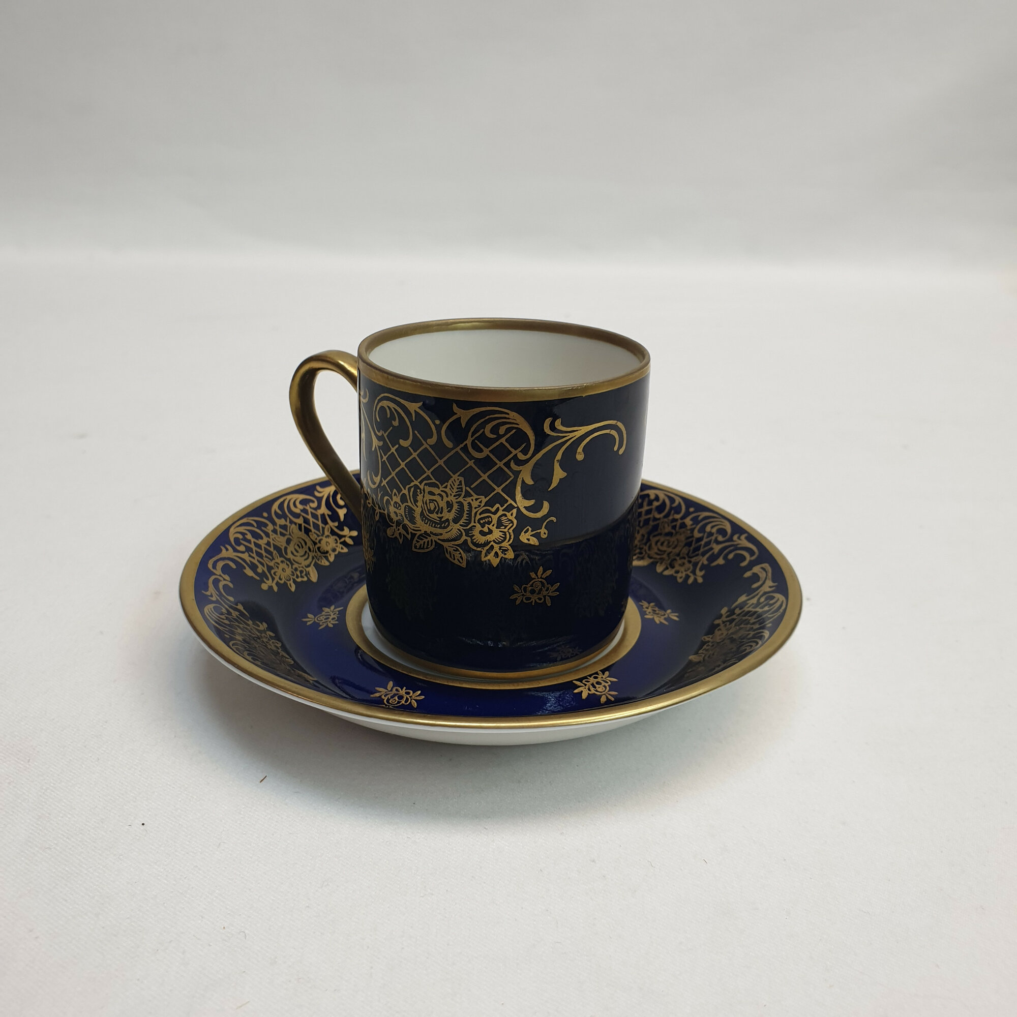 Кофейная пара 75 мл Reichenbach, фарфор, кобальт, позолота, винтаж ГДР