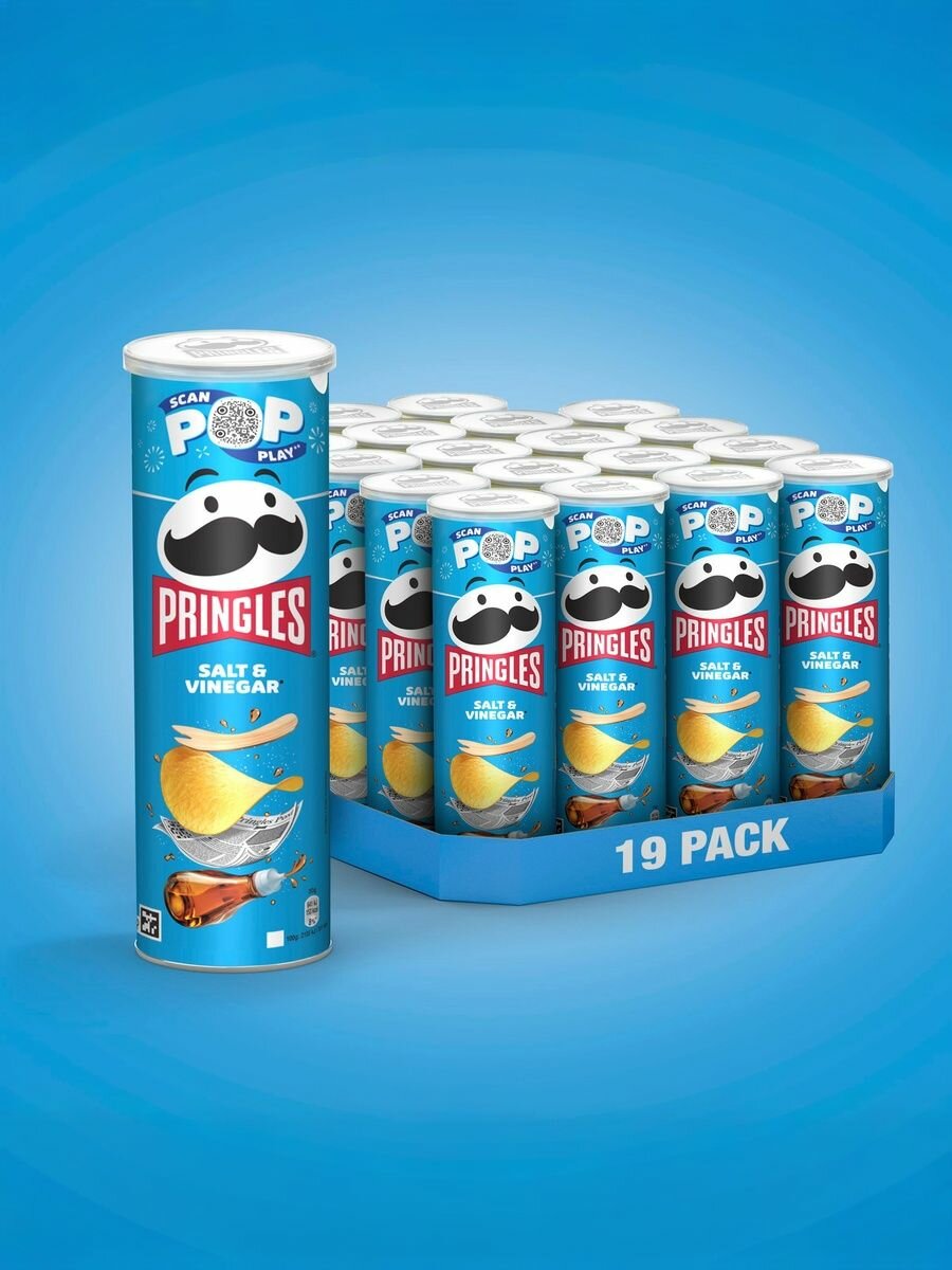 Картофельные чипсы Pringles Соль и Уксус, без ГМО, 165 гр, 19 шт