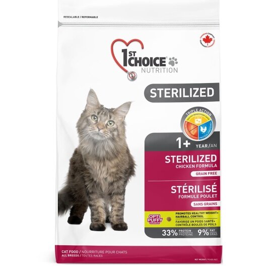 Корм сухой 1ST Choice Sterilized for Adult cats для стерилизованных взрослых кошек, курица с бататом 320г