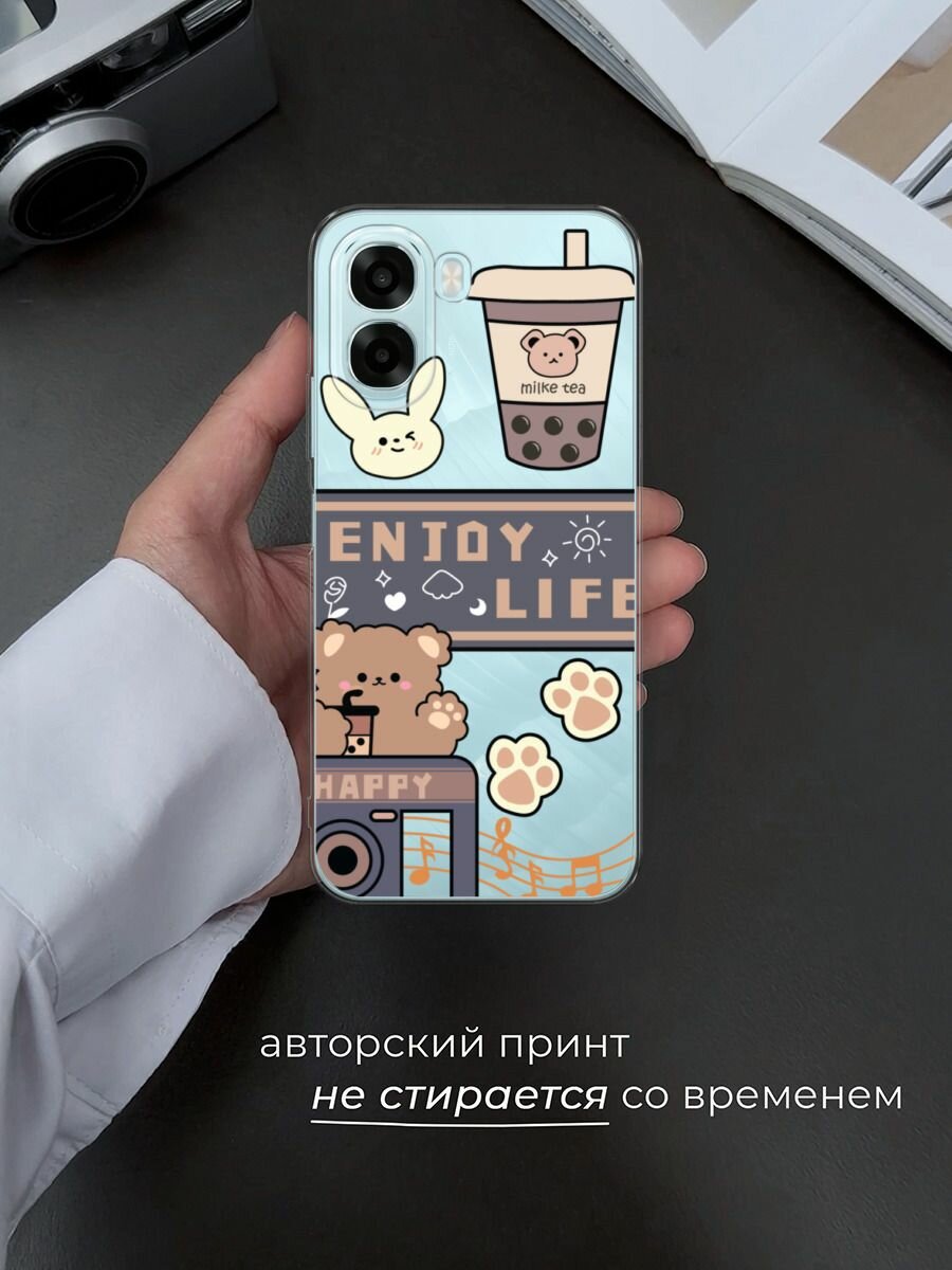 Чехол на Oppo A6x / Оппо A6x с принтом Enjoy life 2, прозрачный — фото 1
