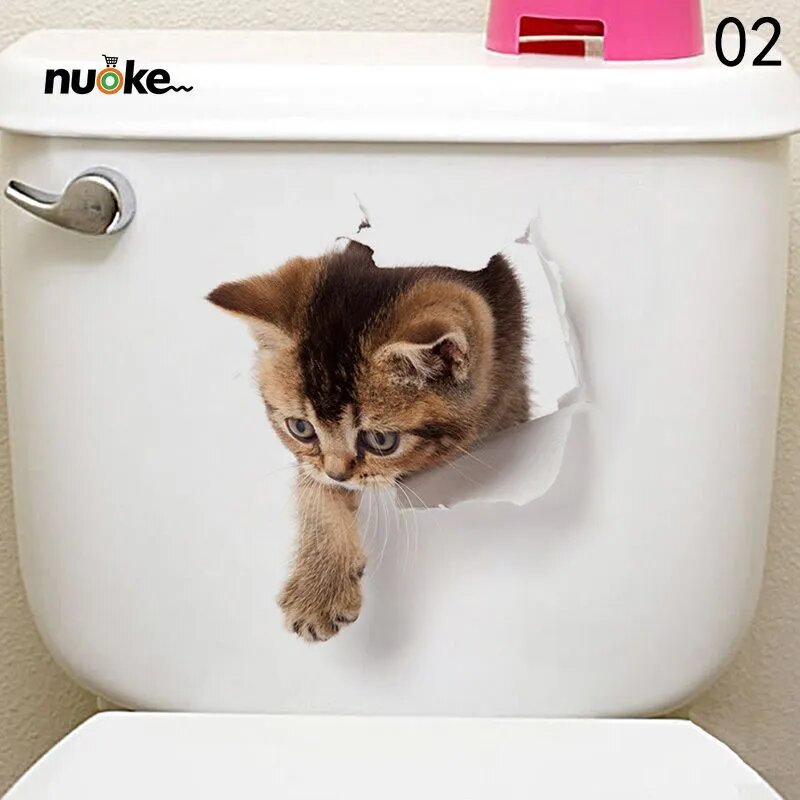 Наклейка, на унитаз, инфомаг, для туалета, прикол, Кошка