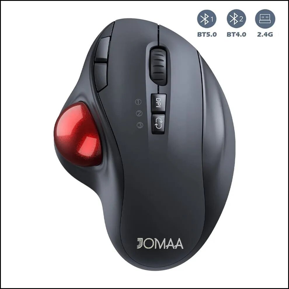 Беспроводная мышь JOMAA трекболом, Bluetooth, для правой руки, черная