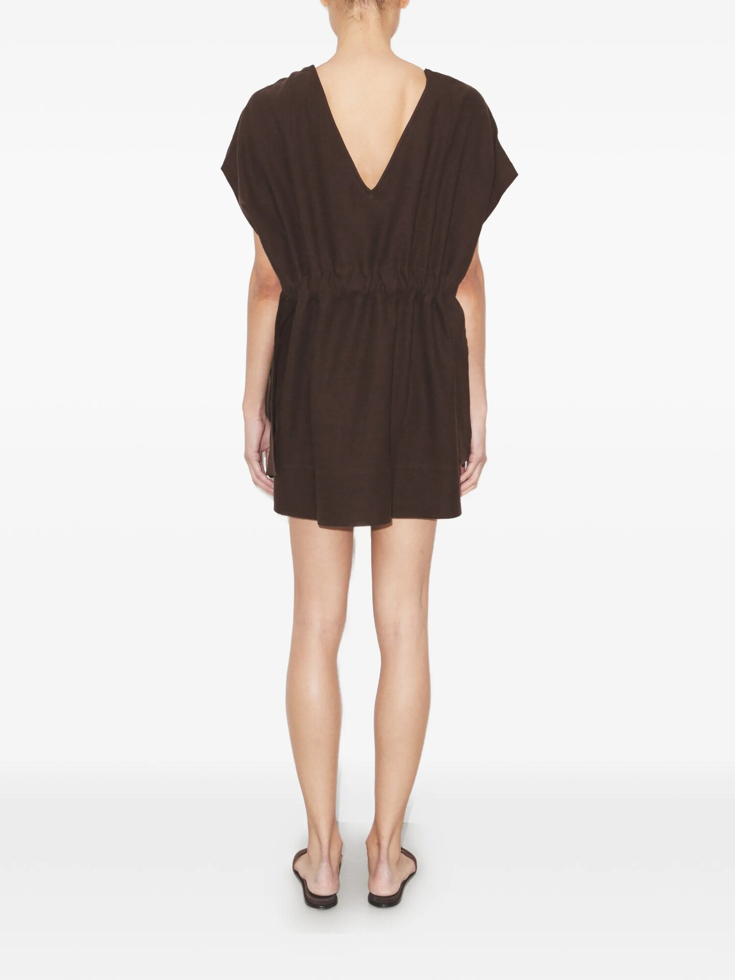 Платье Tory Burch Cinched linen dress, размер S, коричневый — фото 1