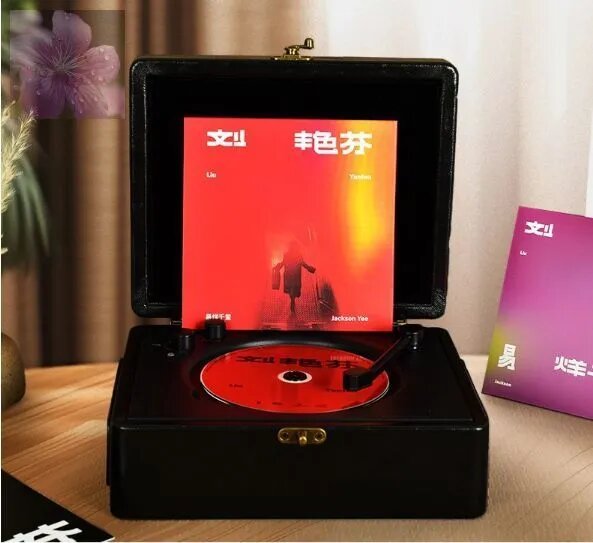 Ретро CD-плеер портативный с Bluetooth, USB, SD, верхняя загрузка, черный цвет, воспроизведение CD/CD-R/CD-RW/MP3 — фото 1
