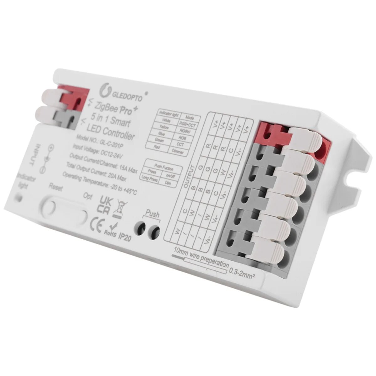 GLEDOPTO ZigBee 3.0 RGB/RGBW/RGBCCT/CCT контроллер 20А