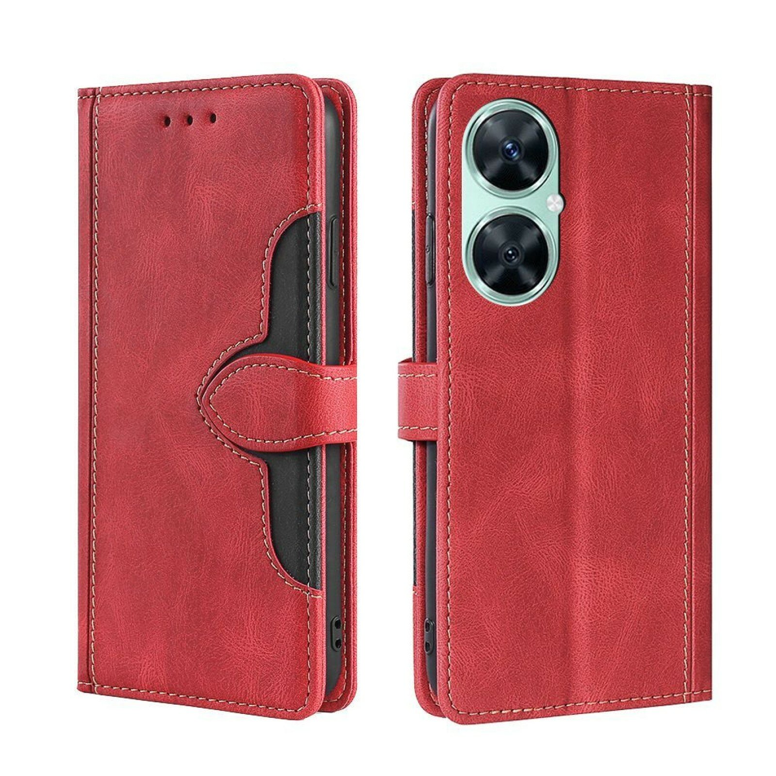 Чехол-книжка MyPads для Huawei Nova 11i красный с узором, искусственная кожа, магнитный фиксатор