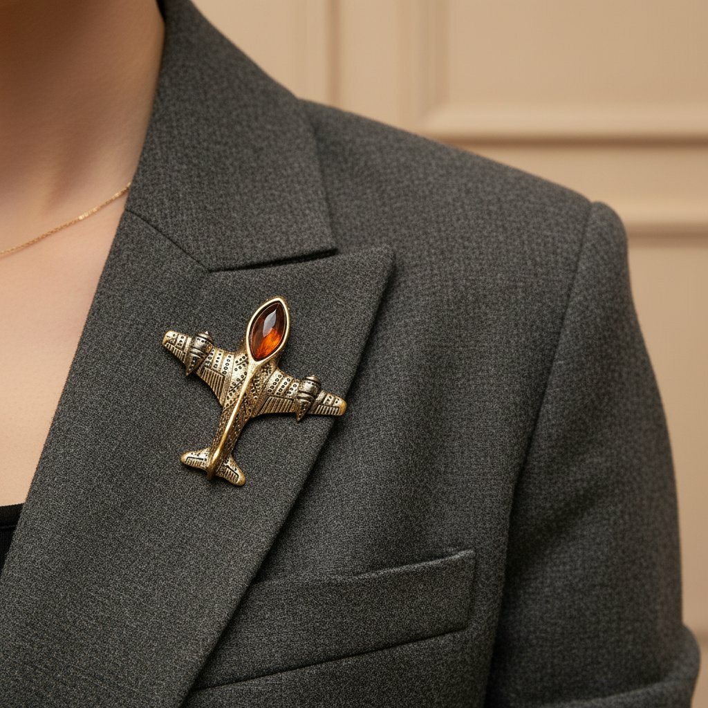 Брошь, янтарь