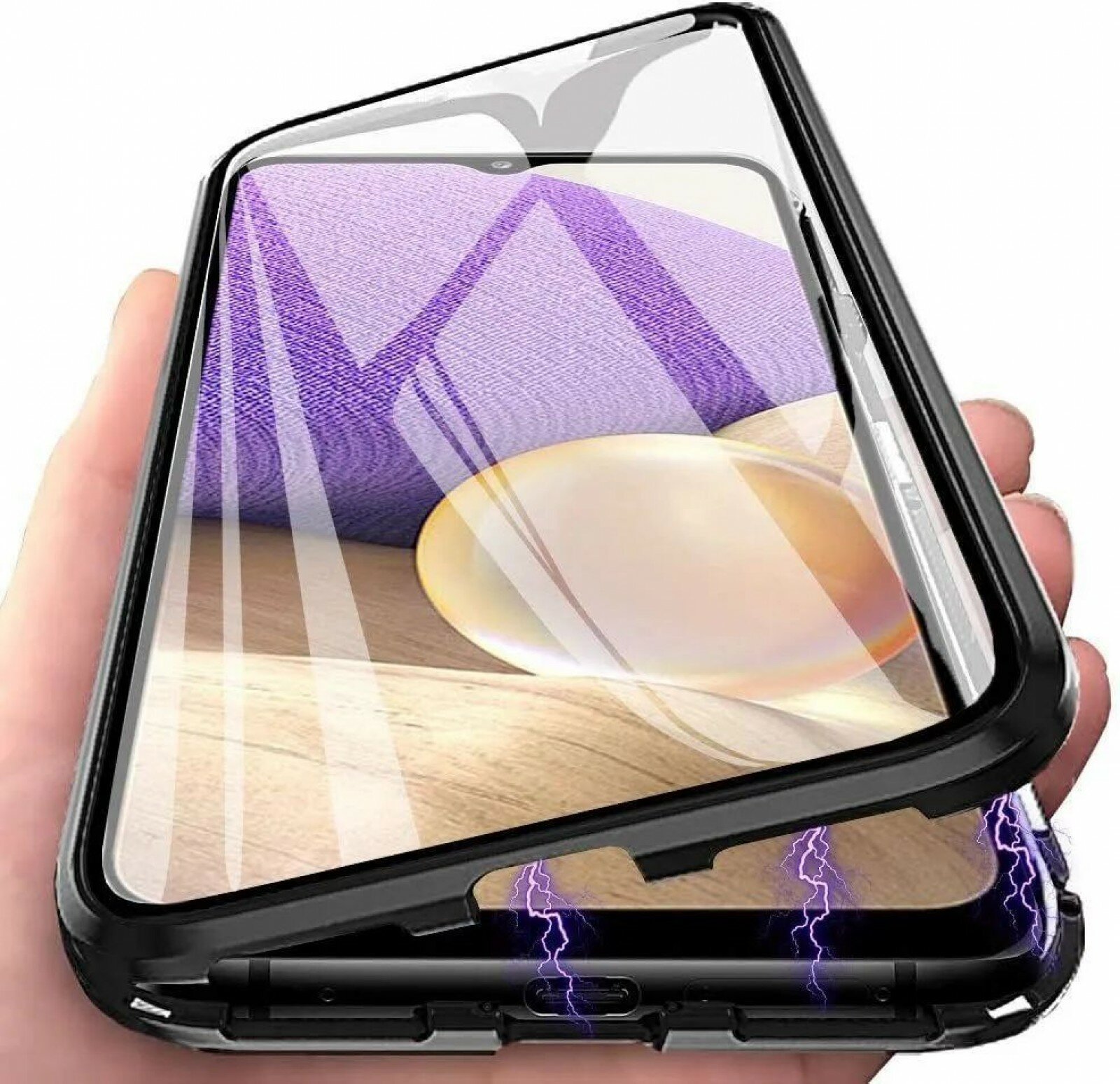 Чехол MyPads для Samsung Galaxy S23plus из закаленного стекла с черной рамкой