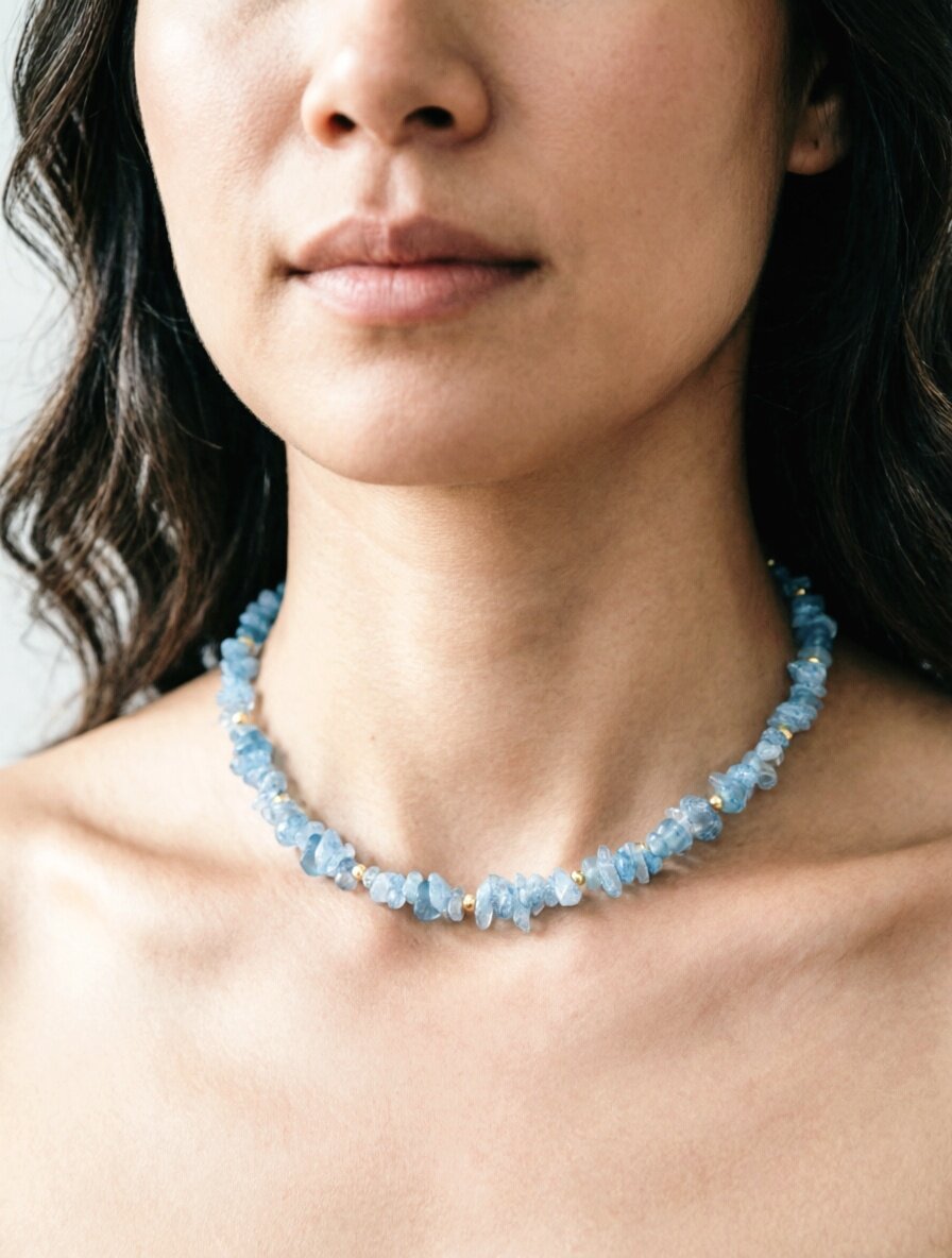 Чокер, аквамарин