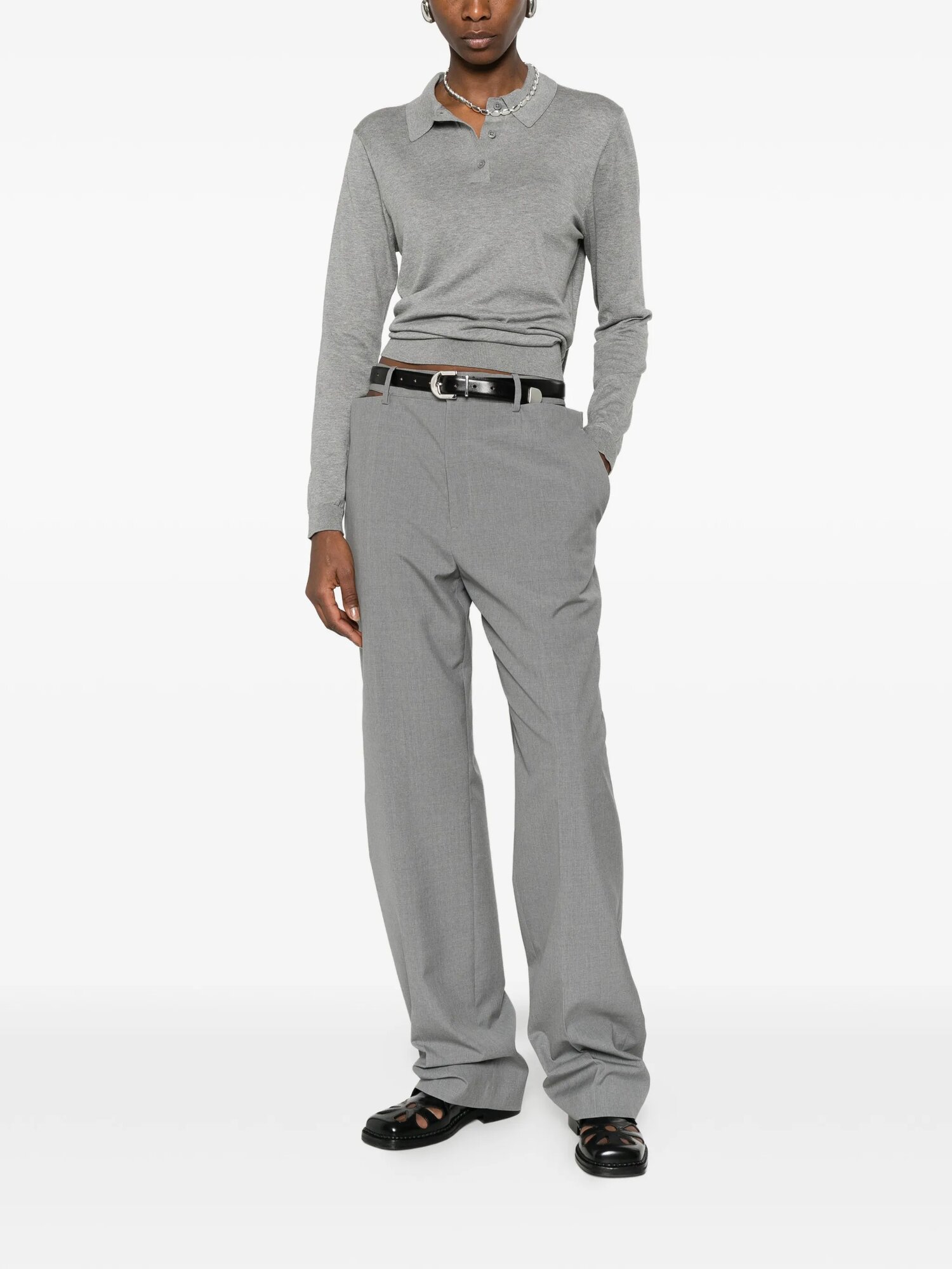 Брюки Jil Sander Cut-out trousers, размер 46, серый — фото 1