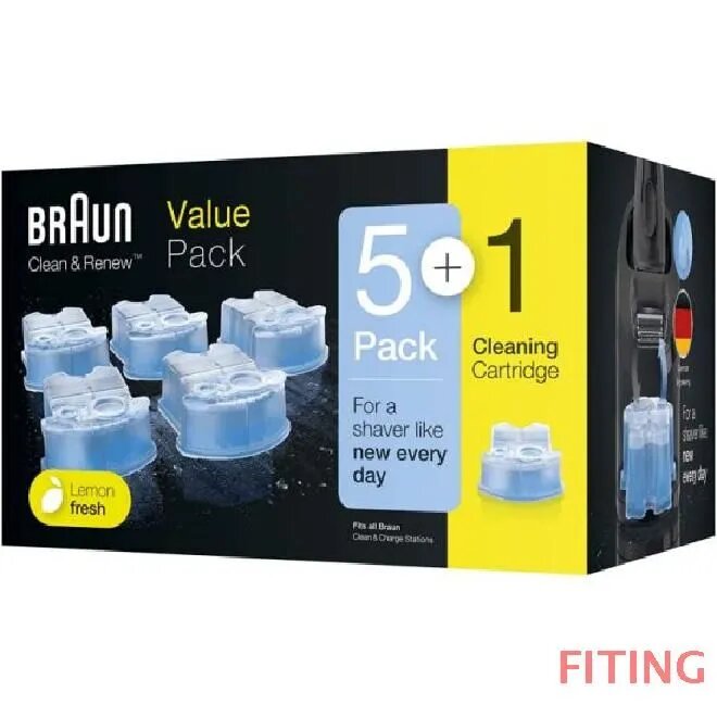 Картридж для бритв Braun с чистящей жидкостью CCR 5 + 1 clean комплект 6шт. к электробритве Браун