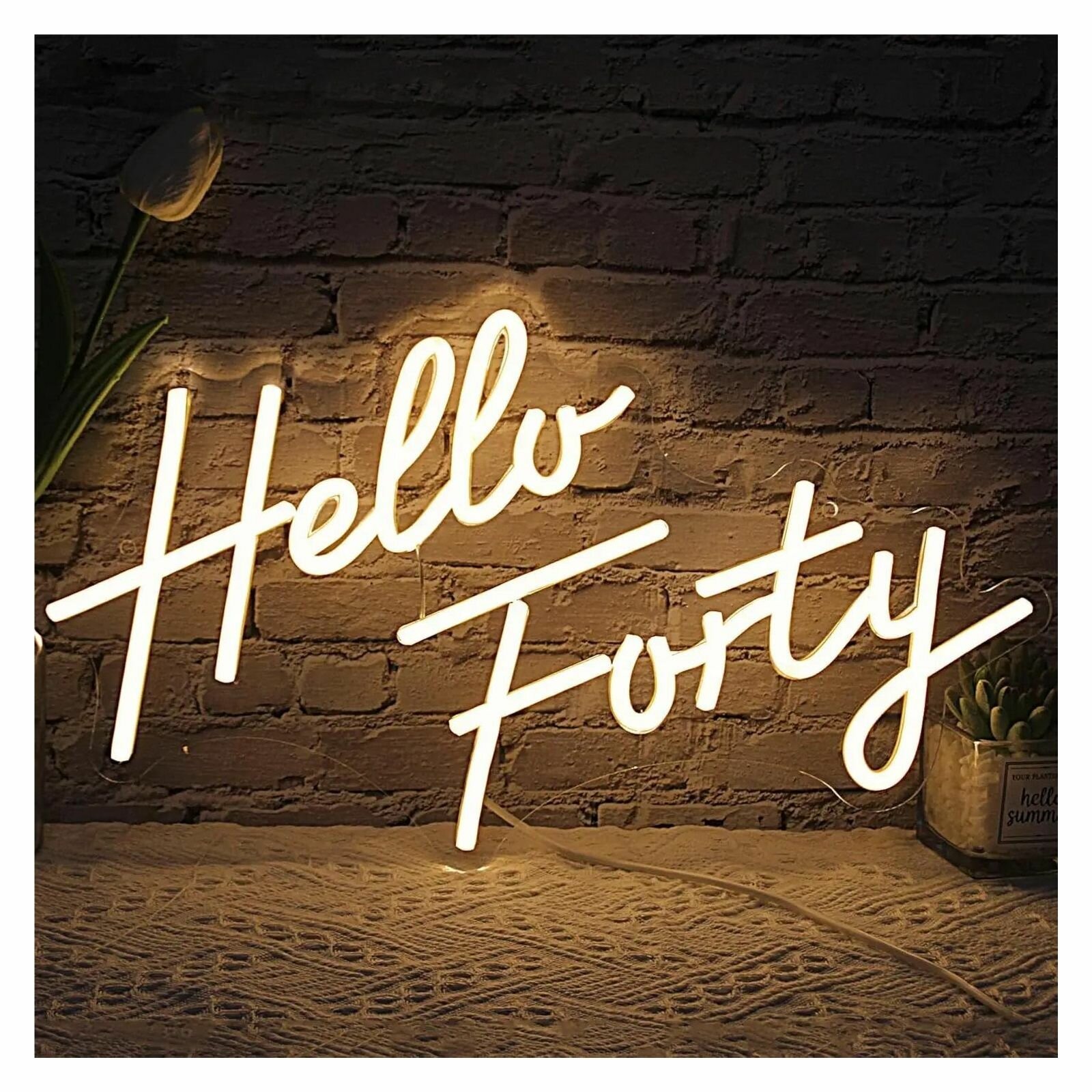 Hello Forty Декор Неоновой Вывески USB 42смx24см