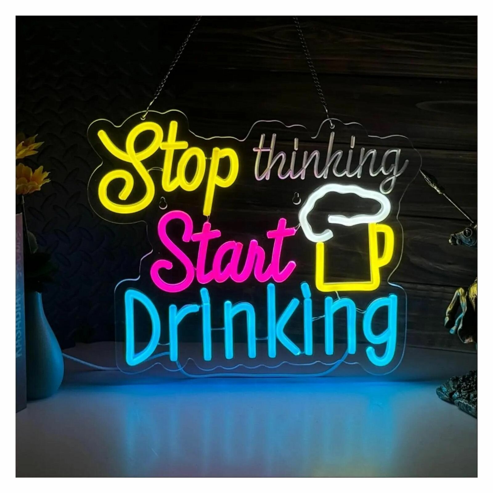 Stop Thinking Start Drinking Неоновая Вывеска 35смx29,5см