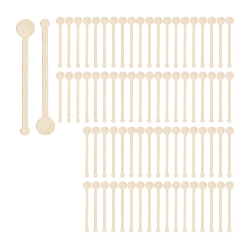 100ШТ Палочки Для Перемешивания Кофе С Двойной Круглой Головкой Деревянный Миксер Для Коктейлей Мешалки Для Напитков Подходят для Горячих и Холодных Напитков