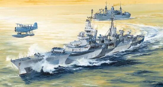 1/350 Тяжёлый крейсер ВМС США Индианаполис CA-35, 1944 г. Пластиковая сборная модель