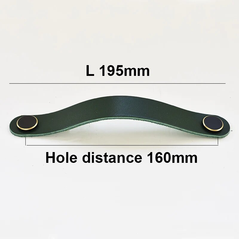 Ручка для ящика кожаная, 160 мм, Green-Black CC