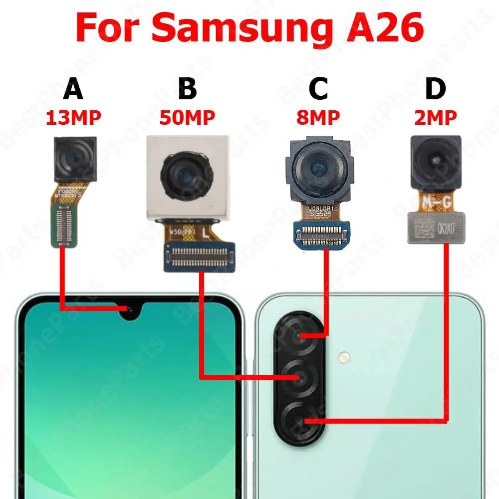 Задняя передняя камера для Samsung A26 5G A266, передняя фронтальная камера для селфи, Camera B