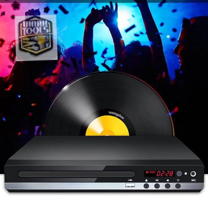 DVD-плеер с поддержкой USB и DVD, черный цвет - для домашнего кинотеатра — фото 1