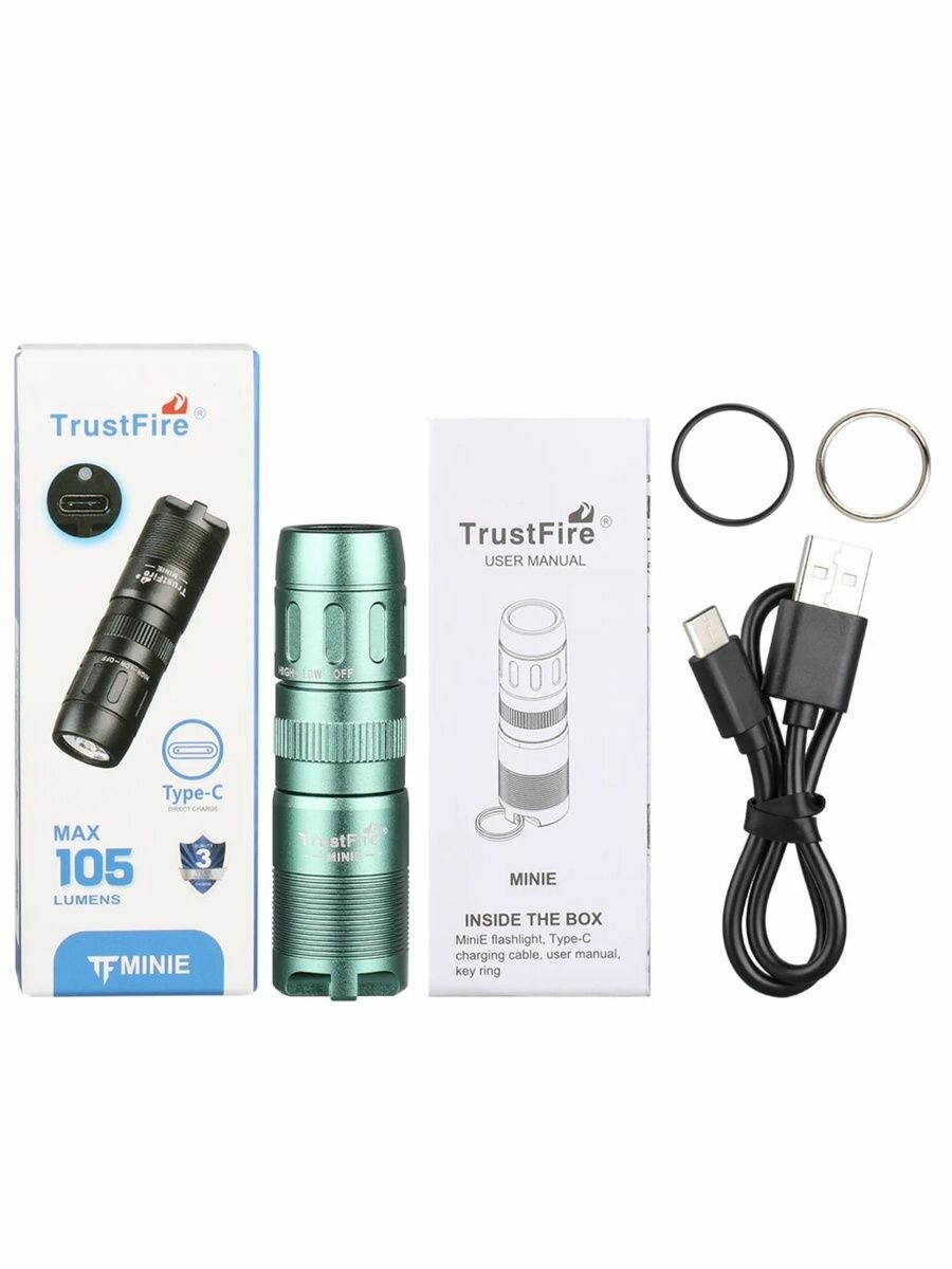 Карманный EDC фонарь TrustFire MINI-E, зеленый, сверхлегкий, 23,6 г — фото 1