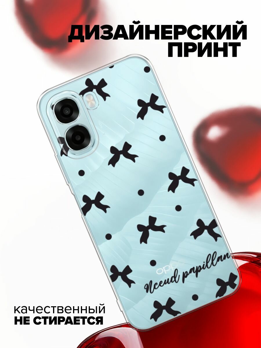 Чехол на Oppo A6x / Оппо A6x с принтом Черные бантики с горошком — фото 1