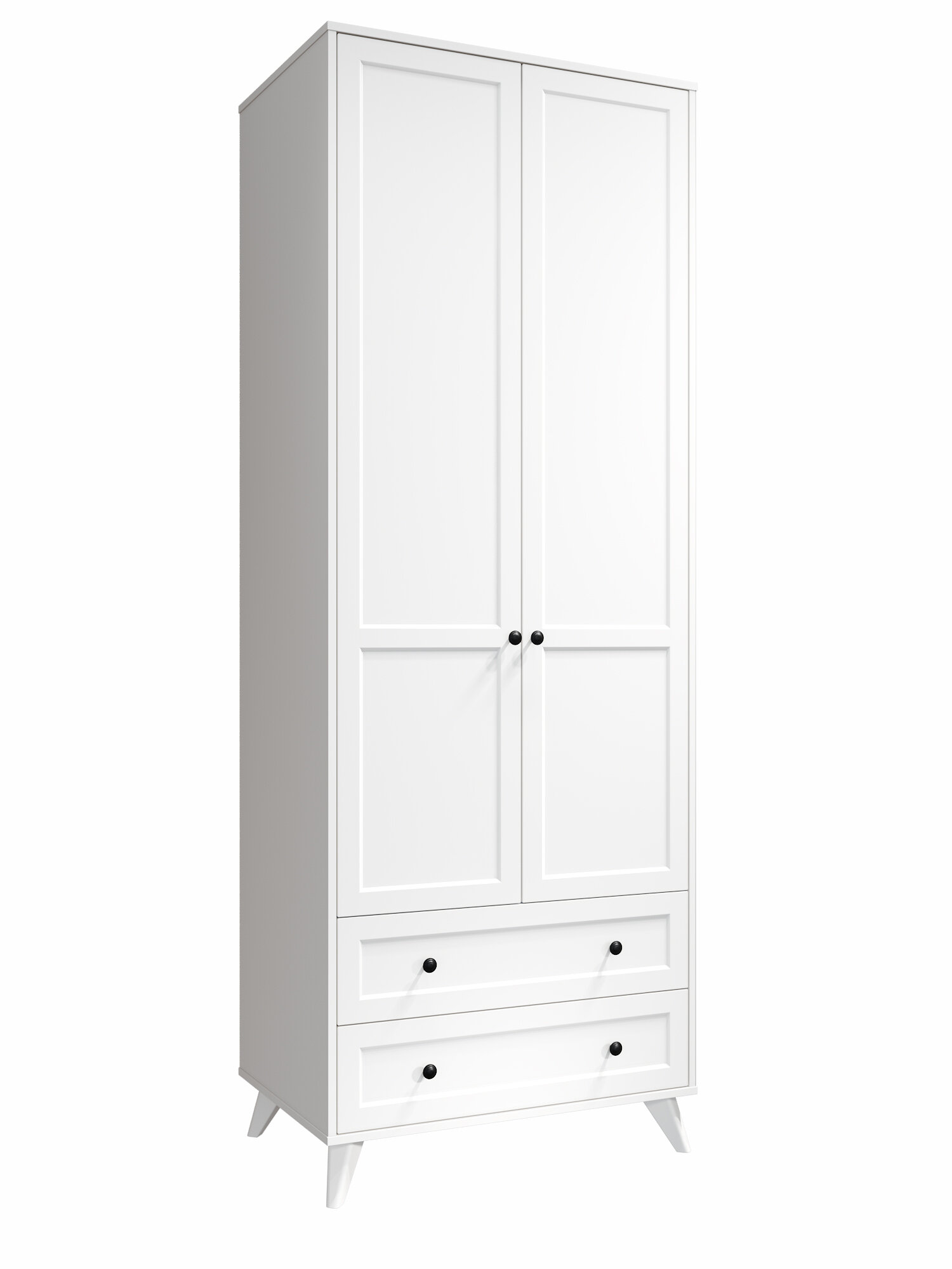 Compass шкаф двухдверный с ящиками Вильям ВМ-11, 220х80.8х55, белый бриллиант/бланж, ЛДСП/МДФ