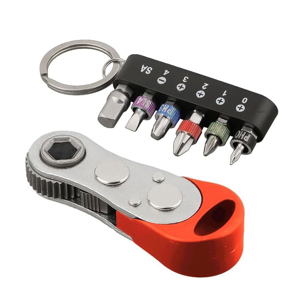 Мини-многофункциональный ультракороткий винт с храповым механизмом-красный