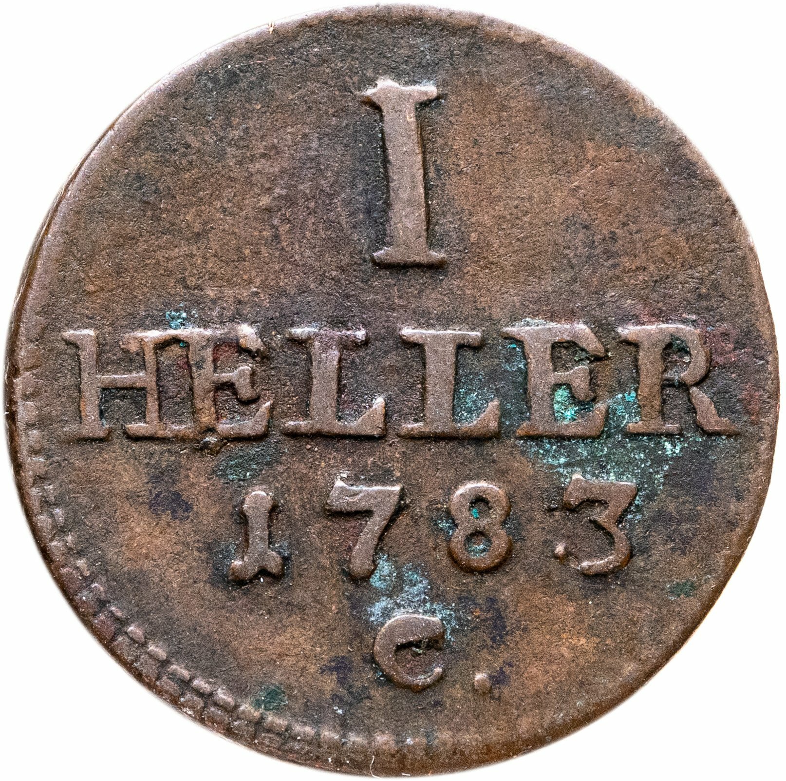 Германия, Саксония 1 геллер 1783, Медь, в сохранности VF