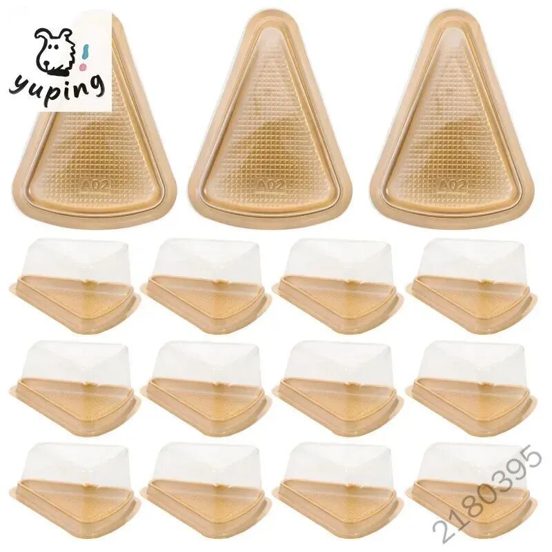 Контейнеры одноразовые треугольные для выпечки прозрачные с золотистым дном 12 шт
