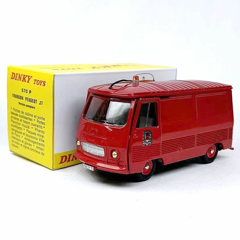 DINKY TOYS Машина-пожарная Peugeot FOURGON J7 в масштабе 1:43, литая модель из металла