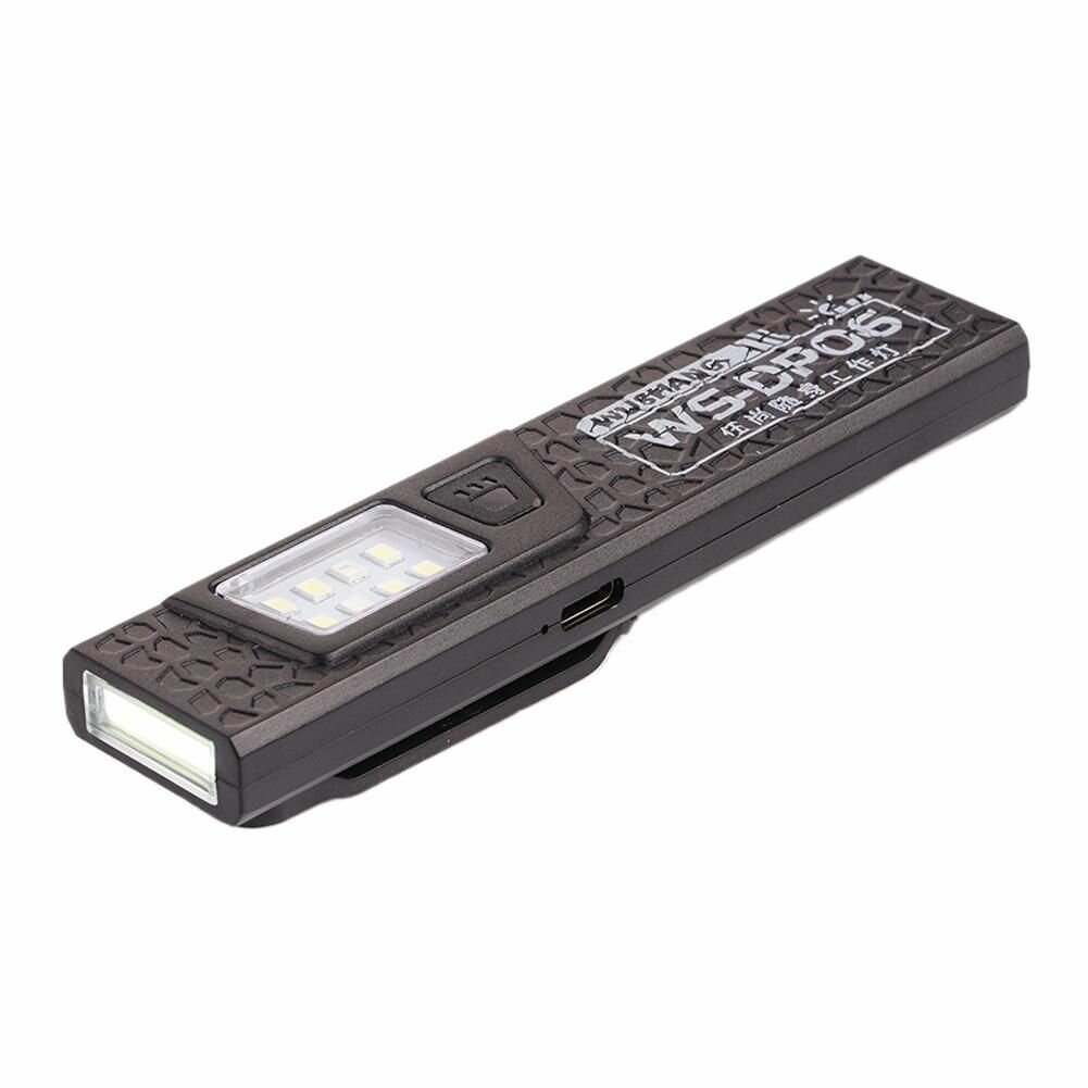 Портативный светодиодный фонарик с длительным сроком службы и металлическим зажимом на задней панели.