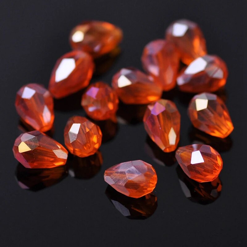 Бусины стеклянные каплевидные Orange AB 5x3 мм (98 шт.)