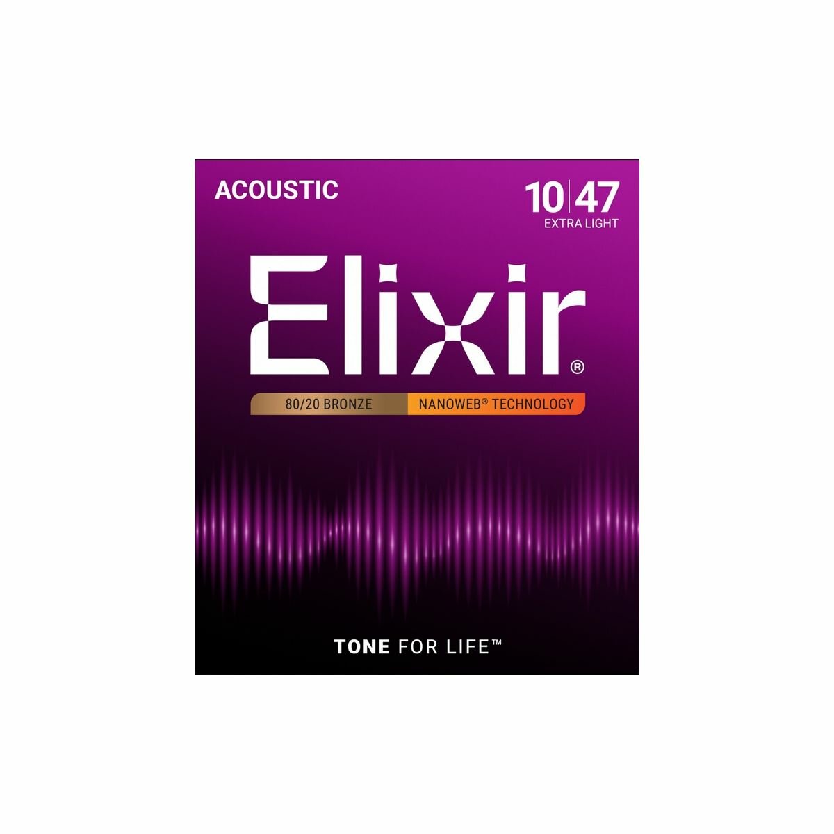 Elixir 11002 NanoWeb - Струны для акустической гитары 10-47, Extra Light, бронза