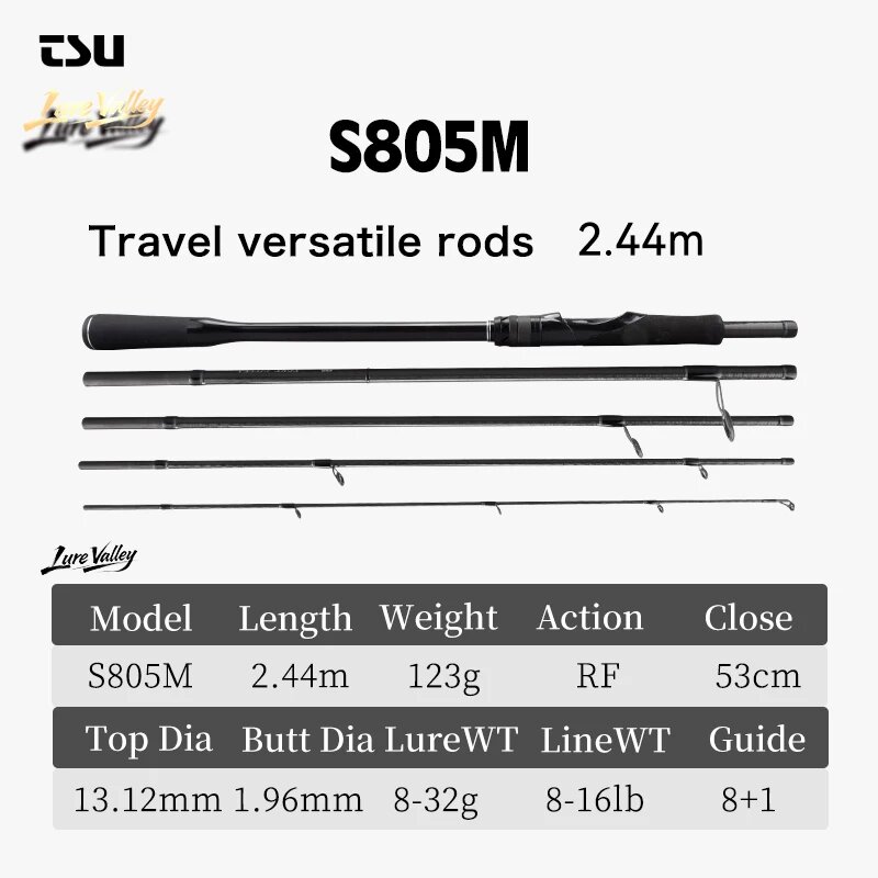 TSURINOYA LURE VALLEY Travel Rod удочка для экспедиционной рыбалки 2.44m S805M