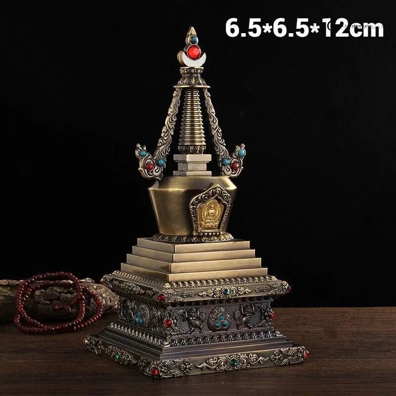 Эксклюзивная ступа буддийская из металла для ФэнШуя, 12 на 6.5 см