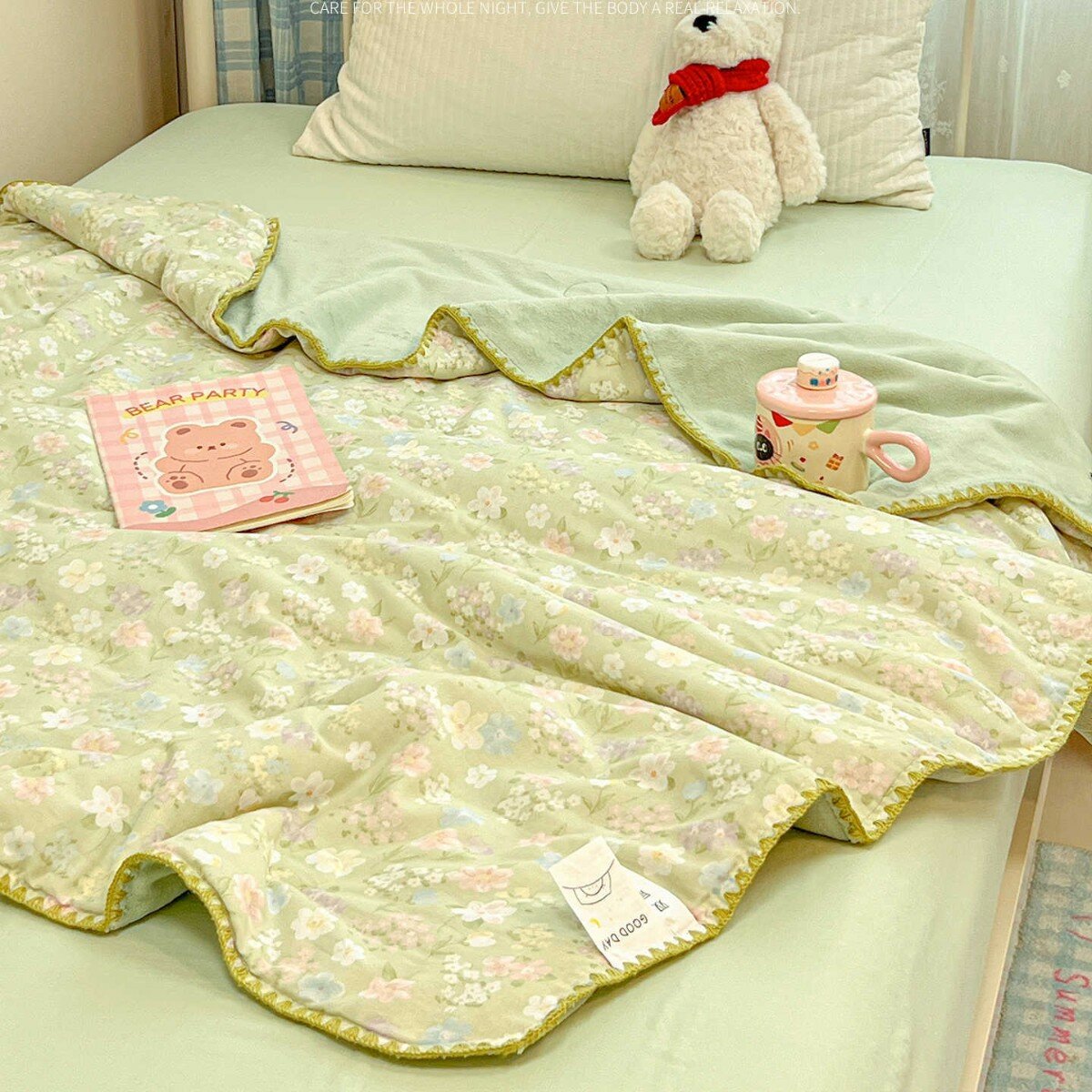 Покрывало из 100% хлопковой двухслойной марлевой ткани, утолщенное и мягкое, подходит для кондиционированных помещений, в качестве накидки для сна в офисе или покрывала для дивана.