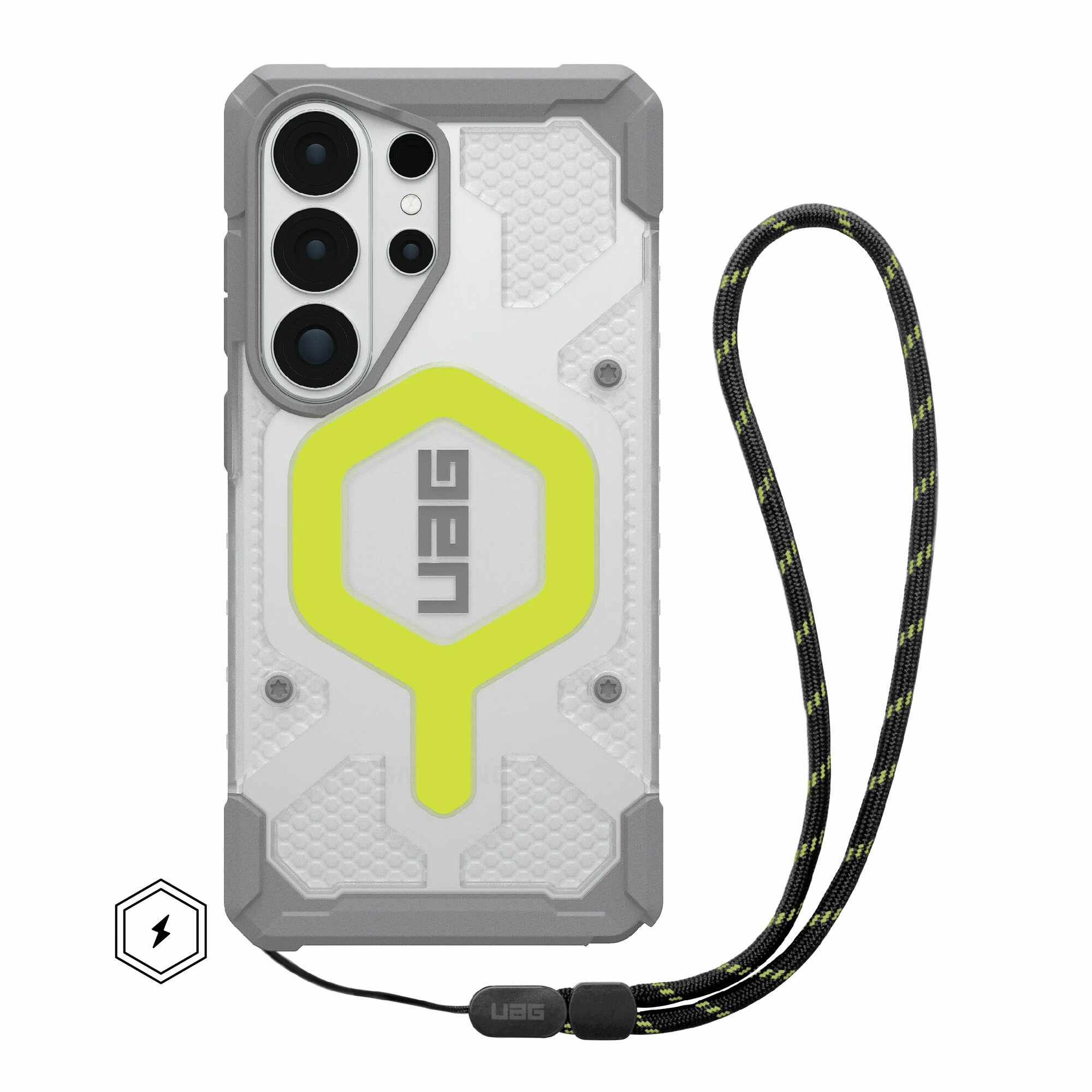 Чехол + шнурок с поддержкой MAGSAFE Uag Pathfinder Clear для Samsung Galaxy S26 Ultra, цвет неон (Active Neon Lanyard)