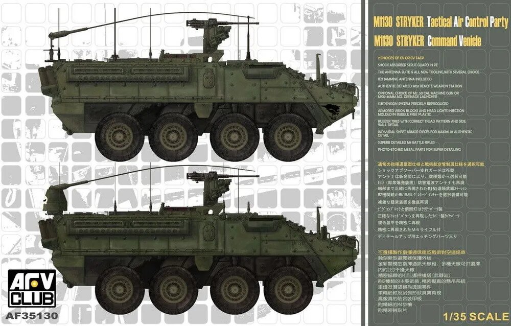 AFV Club 1/35 35130 STRYKER M1130 Тактическое воздушное управление/командное транспортное средство