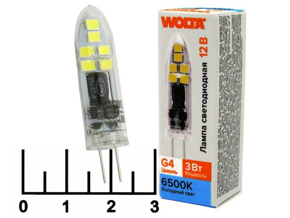 Лампа светодиодная 12V 3W G4 6500K белый холодный Wolta
