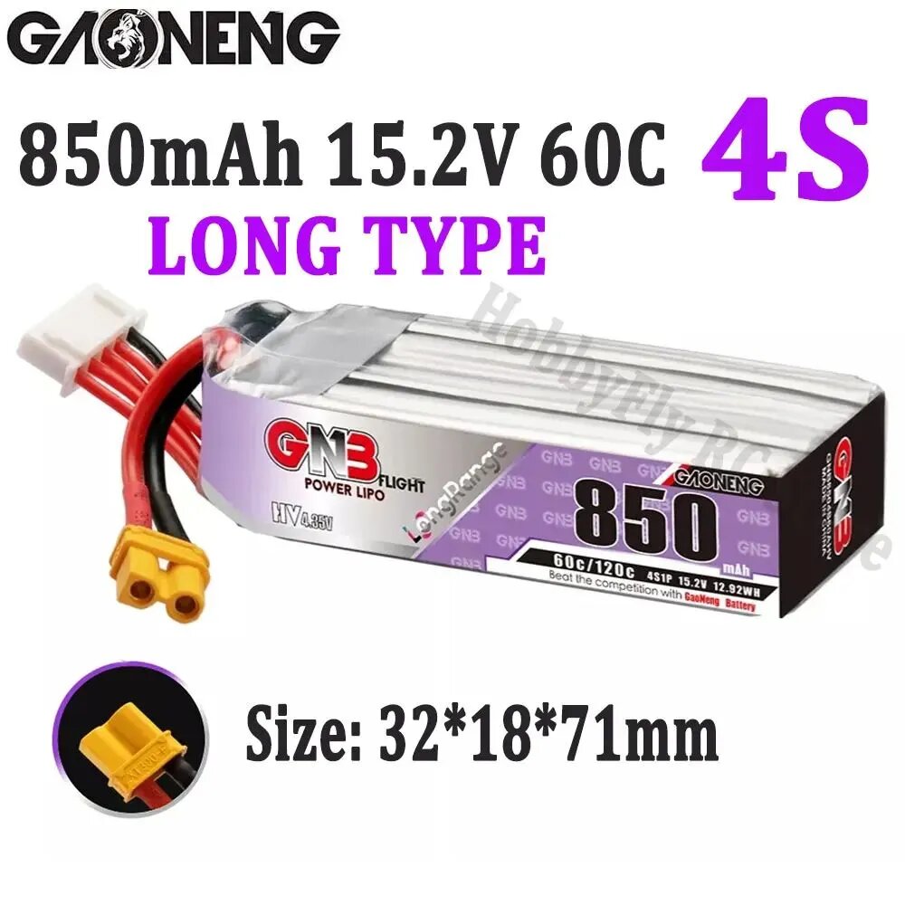 GAONENG 850 мАч 2S 7,6 В 3S 11,4 В 4S 15,2 В 60C литиевая батарея с вилкой XT30U-F