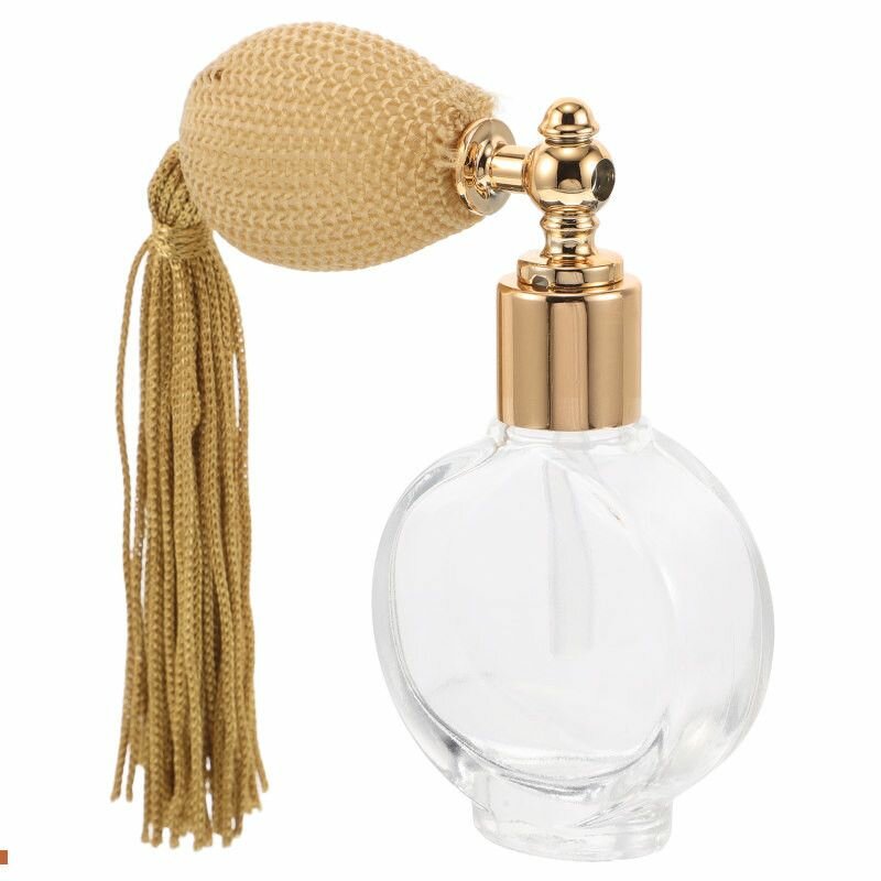 Маленький прозрачный хрустальный флакон для духов с золотыми кисточками, распылитель, винтажные многоразовые стеклянные флаконы для инструмента для макияжа