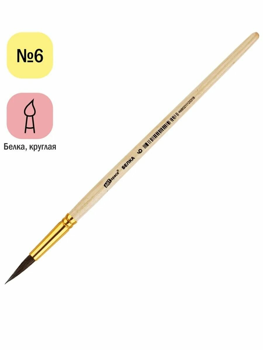 Набор кистей ArtSpace "Белка" № 6 круглая, 10 штук (SH6_14531)
