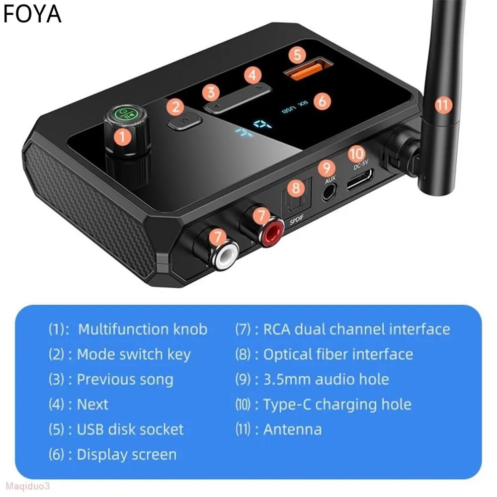 MP3-плеер Bluetooth, Wi-Fi, черный, AUX, наушники mini jack 3.5 мм, DC-5V — фото 1