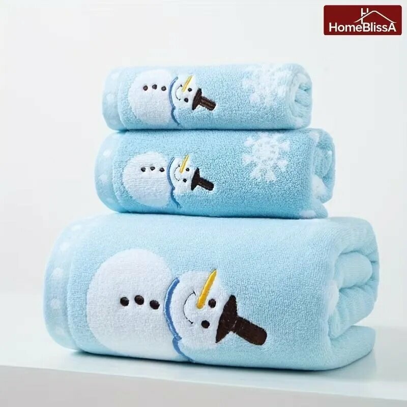 HomeBlissA Полотенце банное, Хлопок, 70x140, 34x74, 34x34 см, голубой, 3 шт.