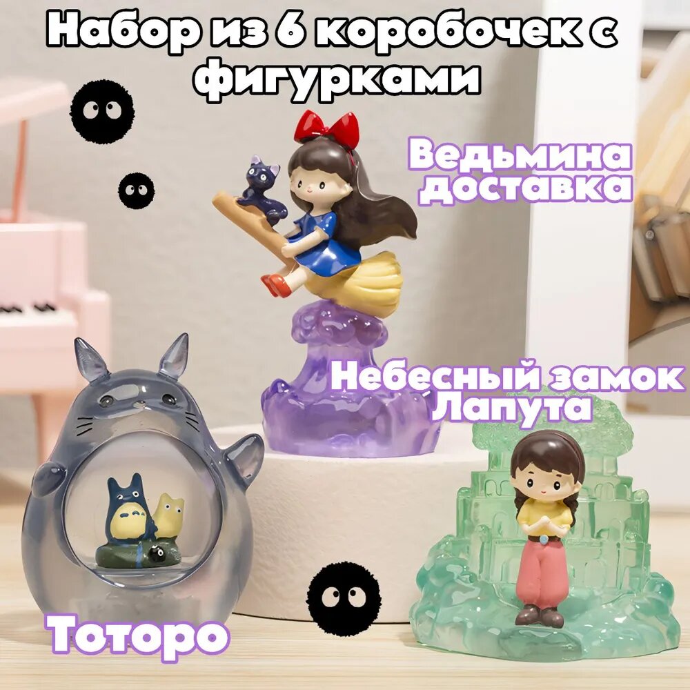 Набор фигурок из 6 коробочек с фигурками Хаяо Миядзаки из разных мультфильмов. Сюрприз — фото 1