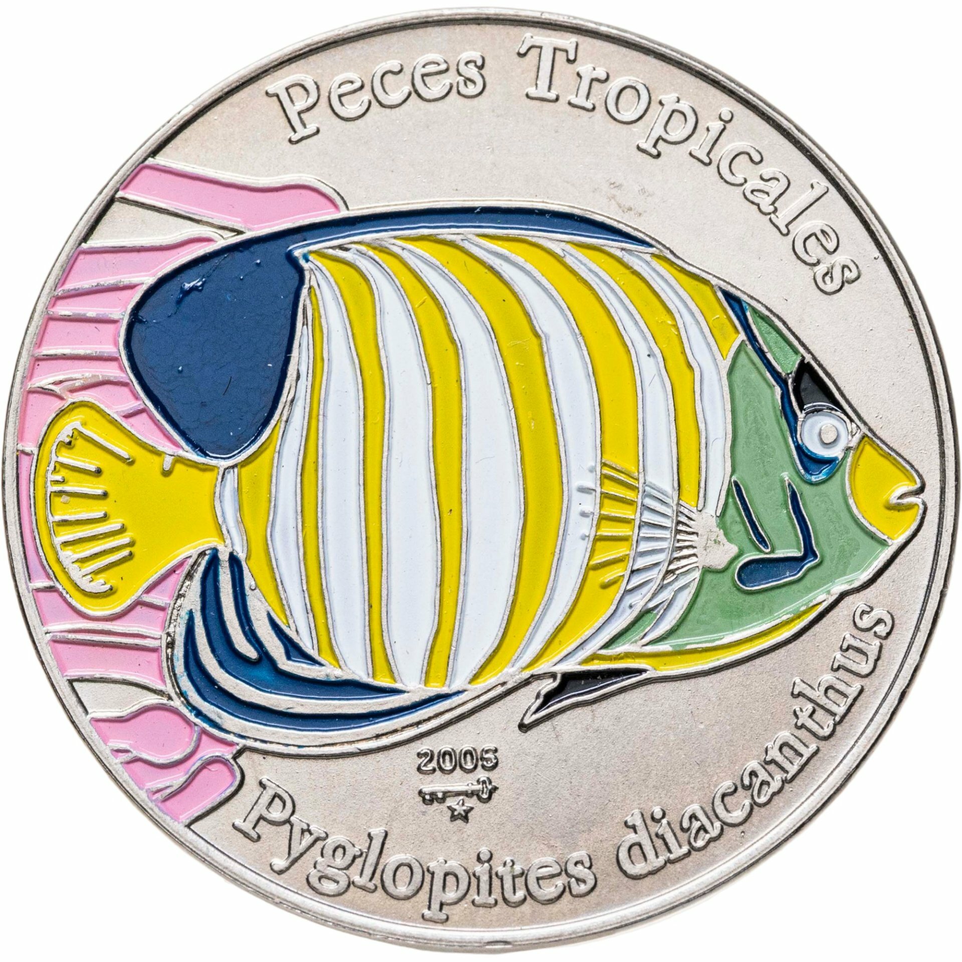 Куба 1 песо peso 2005 Тропические рыбы - Королевский ангел Pygoplites diacanthus, Сталь, в сохранности UNC