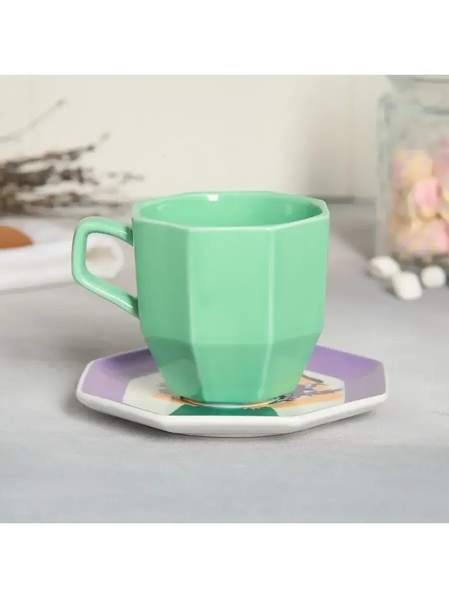 Чайная пара "Лаванда" кружка 200 мл. и блюдце 13 см.