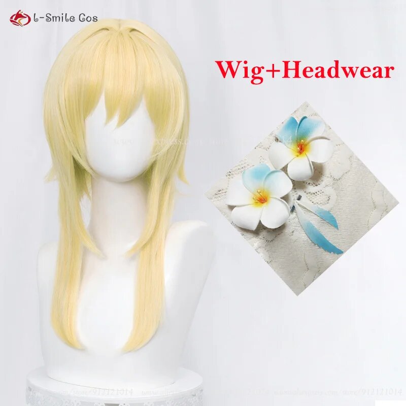 Косплей парик Aether Lumine золотисто-желтый синтетический Wig A and Headwear