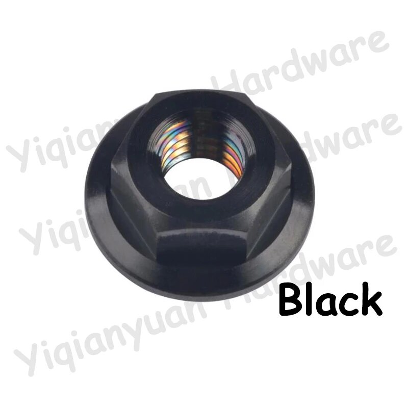 Цветные шестигранные гайки Yiqianyuan из титанового сплава M5 M6 M8 M10 M12 1Piece M14xP1.5, Black